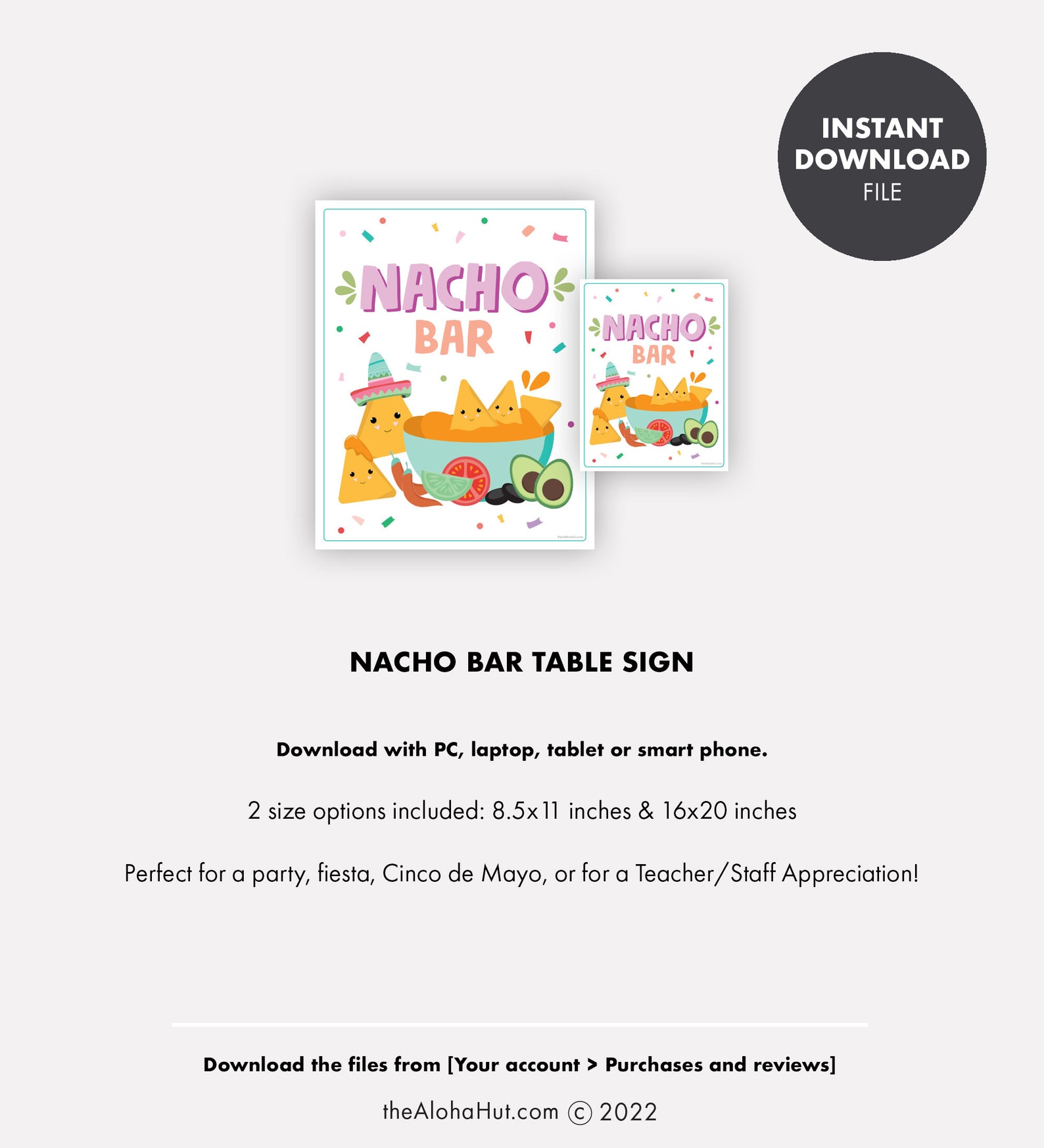 NACHO BAR Sign Poster Printable Instant Download Digital - Etsy