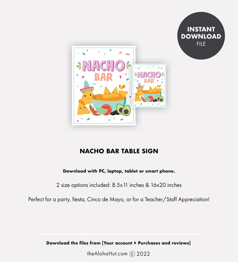 NACHO BAR Sign Poster Printable Instant Download Digital - Etsy