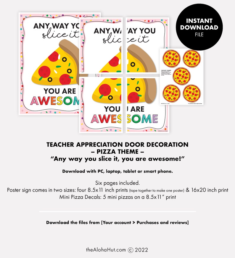 PIZZA Theme Door Decoration Thank You Teacher Appreciation | Etsy