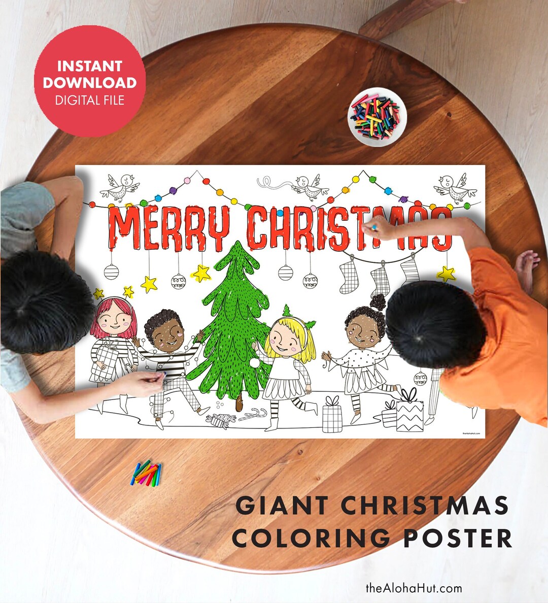 GIANT KIDS CHRISTMAS Coloring Poster or Table Cover School Party ...