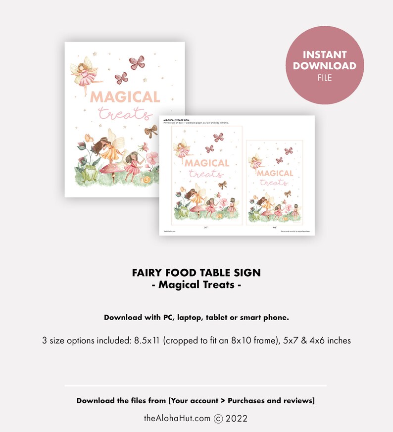 FAIRY Party FOOD SIGN Kids Birthday Party Decorations Decor - Etsy