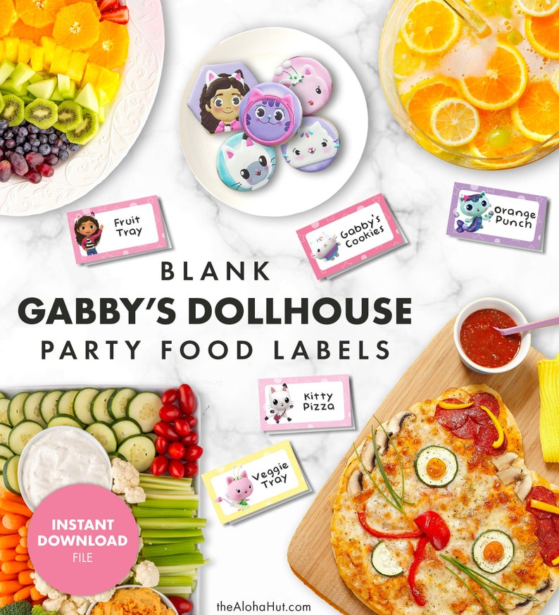 GABBY'S DOLLHOUSE Party Food Labels Tent Cards Birthday - Etsy