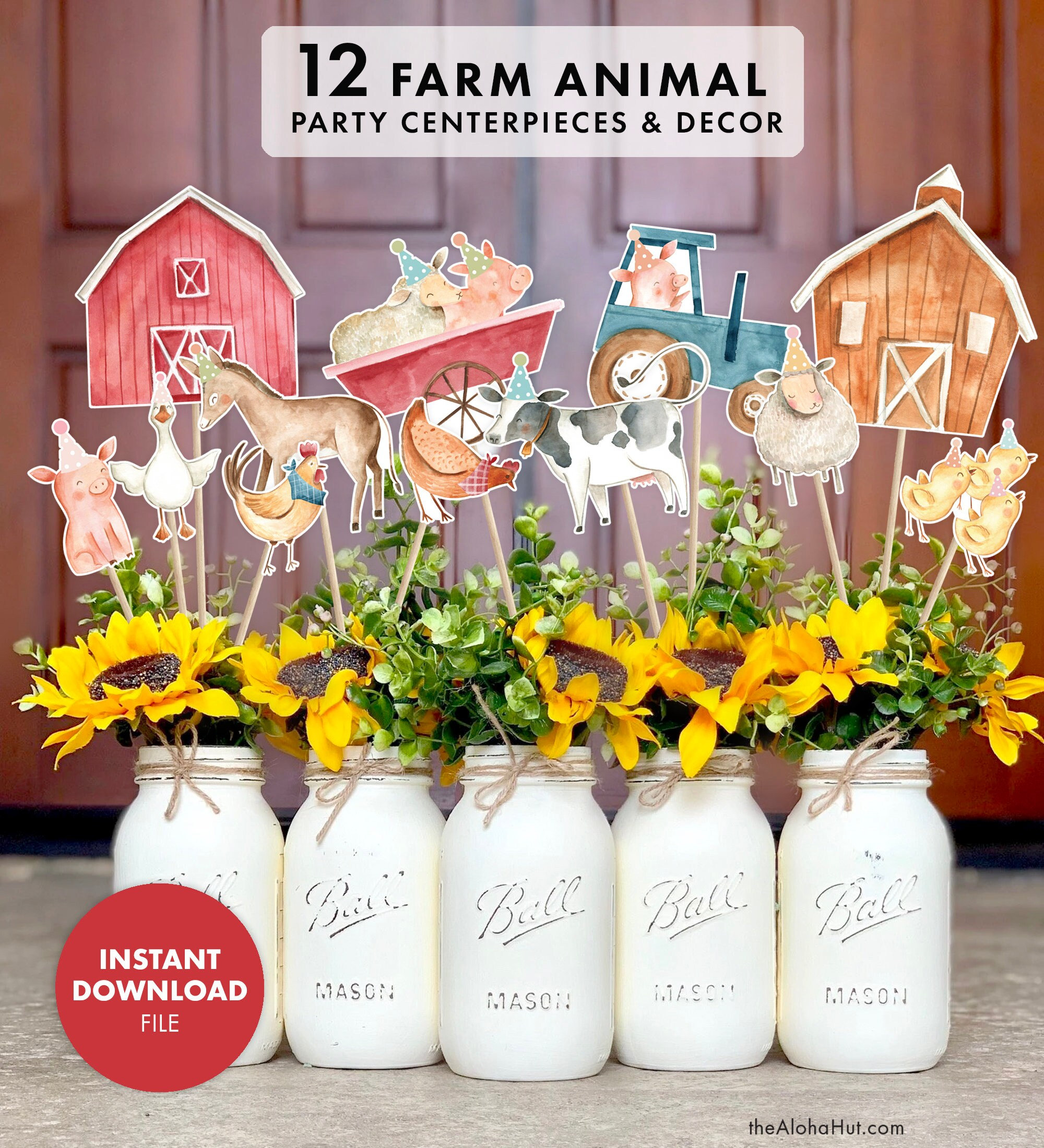FARM ANIMAL CENTERPIECES Party Table Decor Birthday Cake - Etsy
