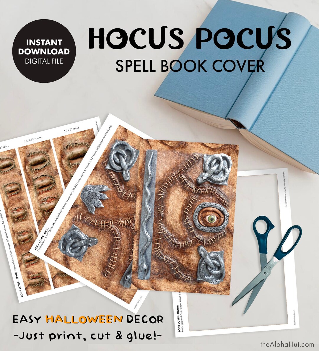 Printable HOCUS POCUS Spell Book Cover Halloween Decorations Decor ...