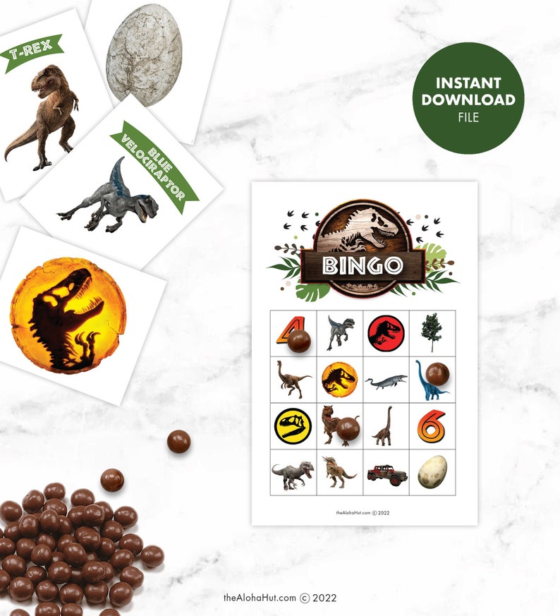 JURASSIC WORLD Dinosaur Kids Birthday Party Bingo Game Instant - Etsy