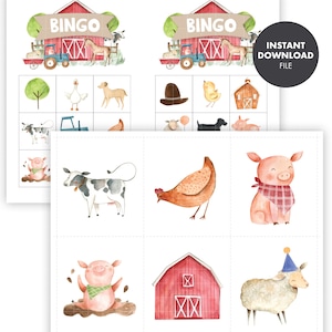 FARM ANIMALS Barnyard Bingo Game Kids Birthday Party Game First Baby ...