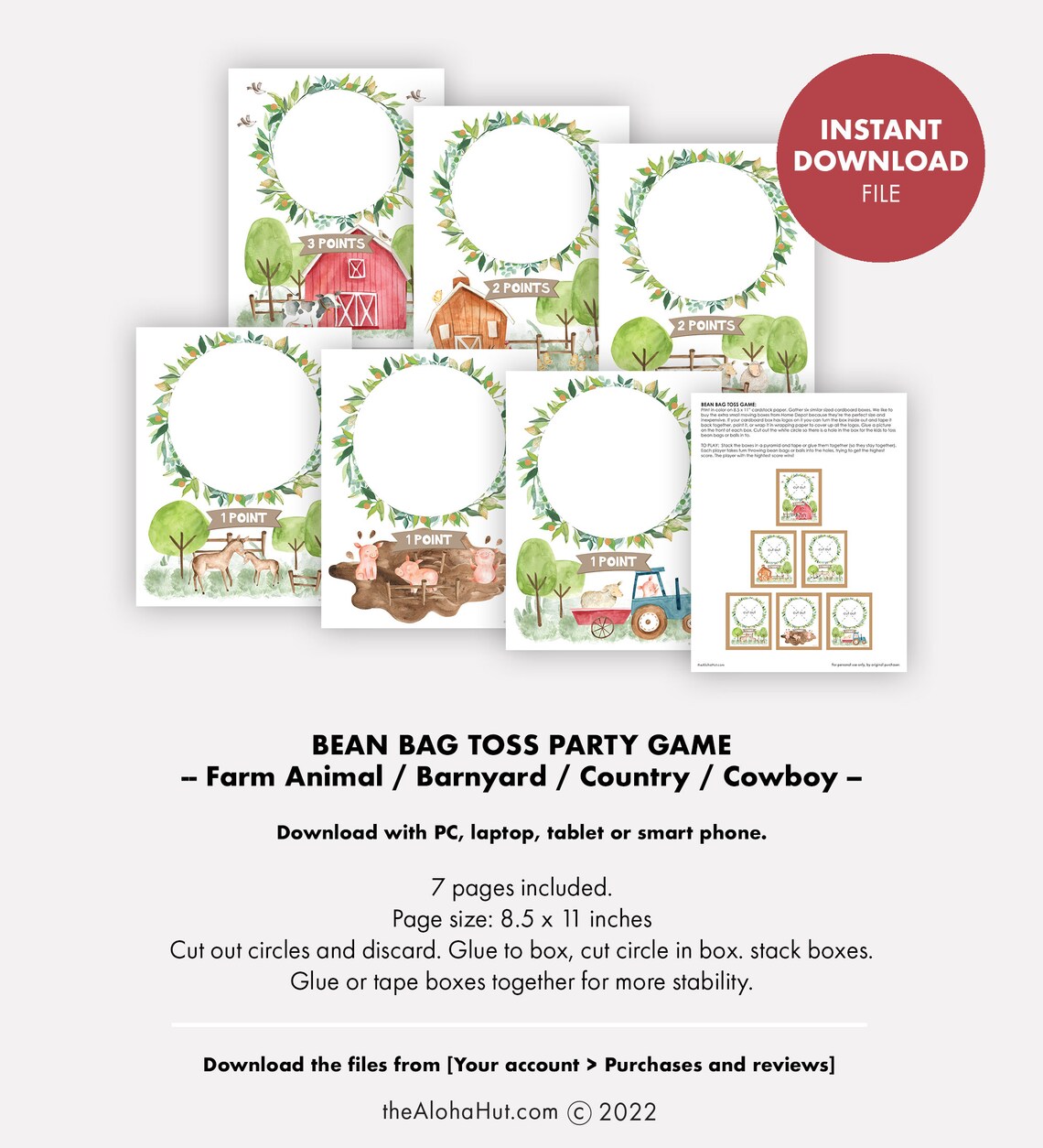 FARM ANIMAL Barnyard Kids Birthday Party Bean Bag Toss Game - Etsy