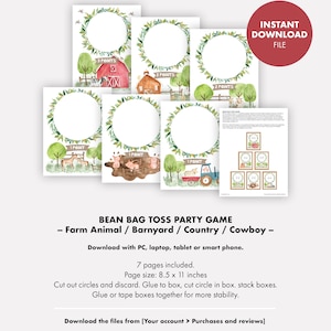 FARM ANIMAL Barnyard Kids Birthday Party Bean Bag Toss Game Party Games ...