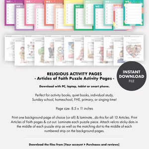 ARTICLES of FAITH Printable Activity Pages Puzzle Religious Christian ...