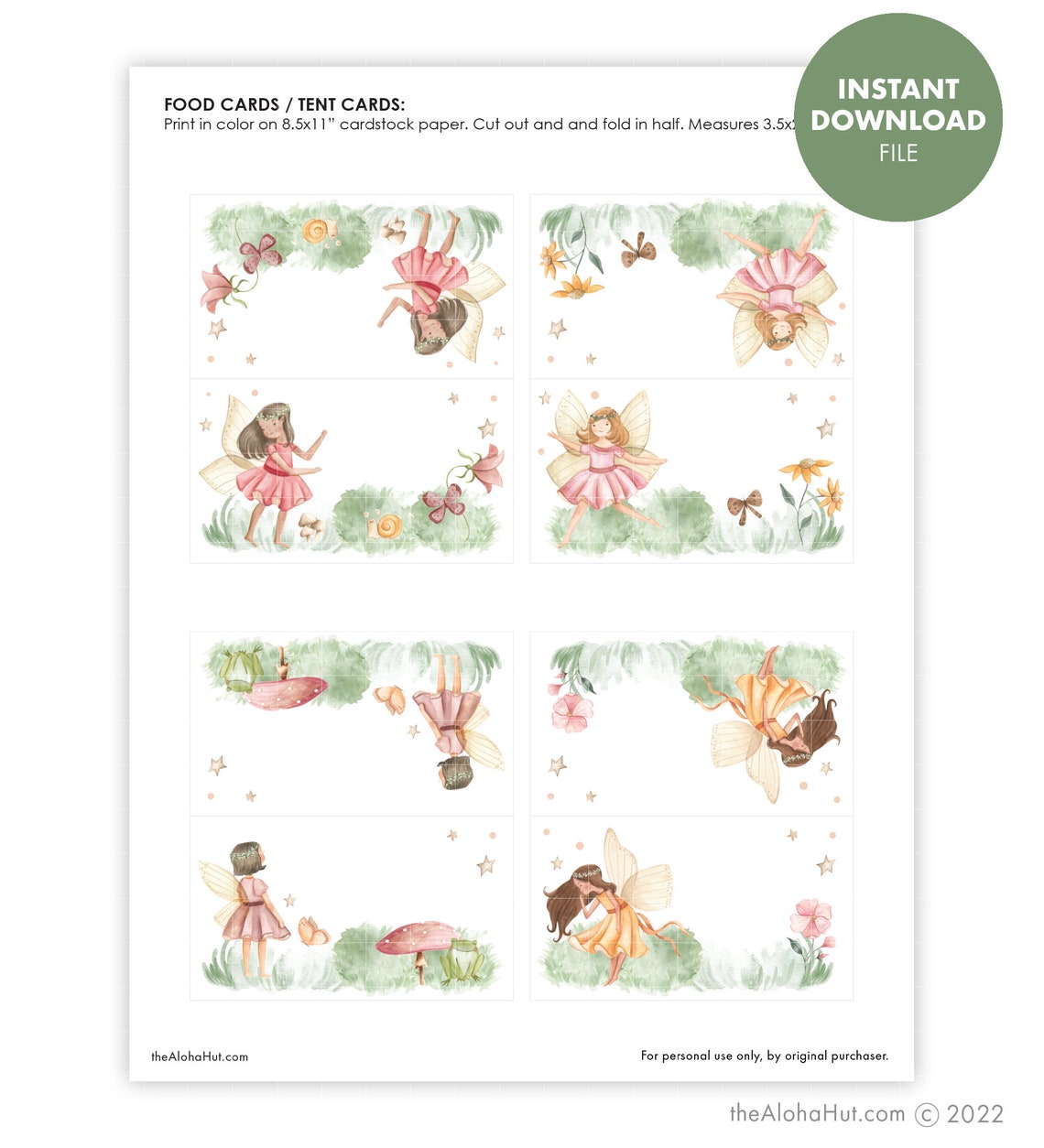 FAIRY Garden Enchanted Forest Party Food Labels Cards Kids - Etsy