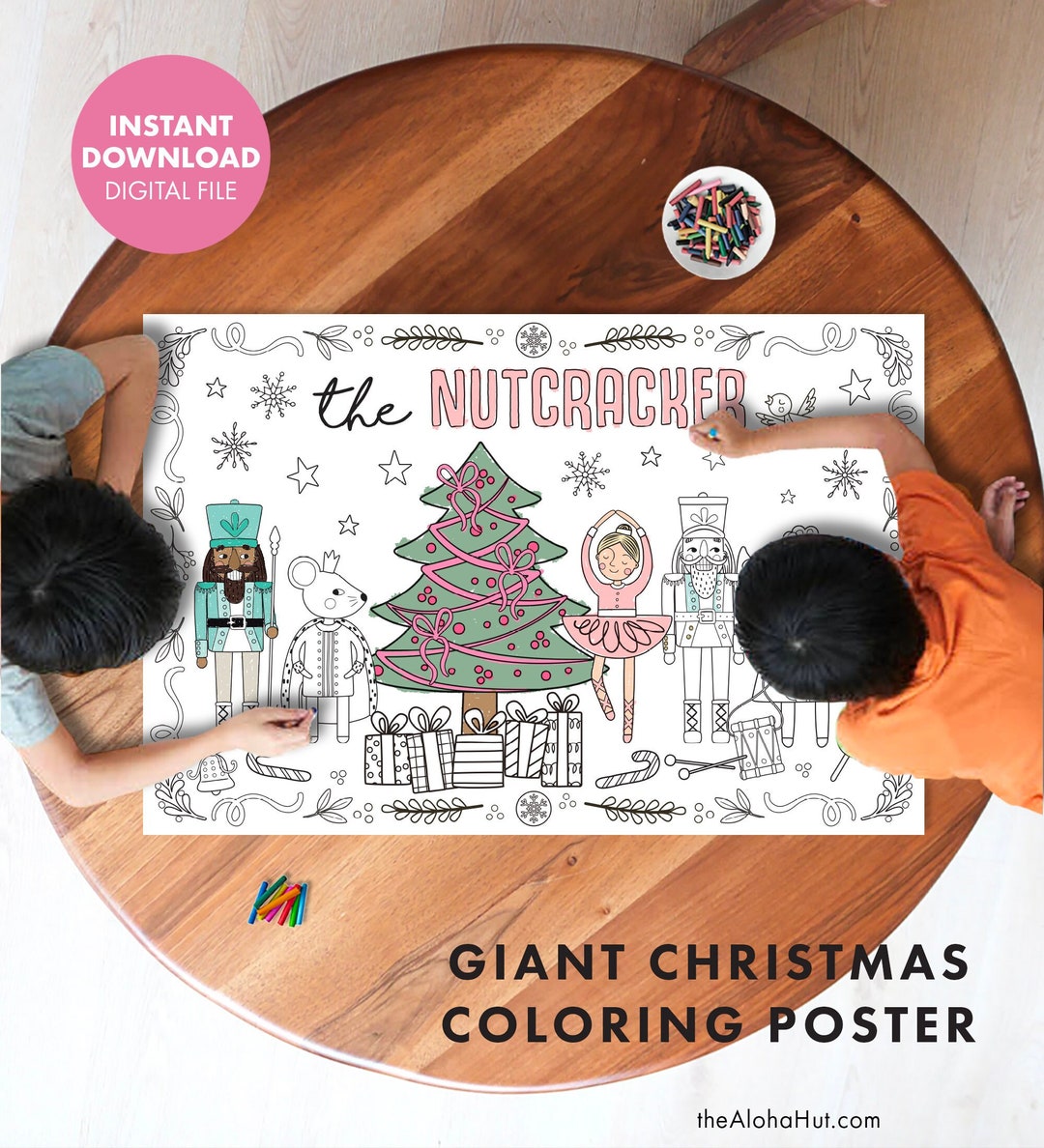 GIANT NUTCRACKER CHRISTMAS Coloring Poster or Table Cover School Party ...