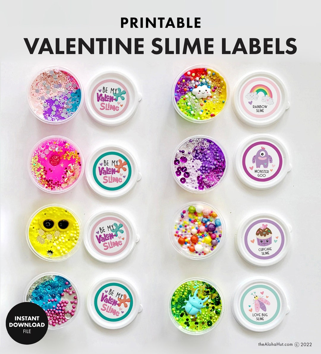 Slime PRINTABLE Non-candy VALENTINE Label Valentine's Day Kids Party ...