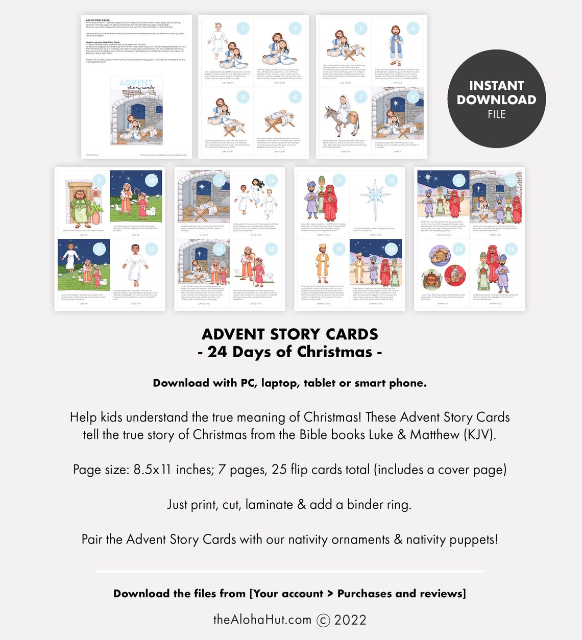 CHRISTMAS ADVENT Story Cards NATIVITY Bible Church Homeschool - Etsy