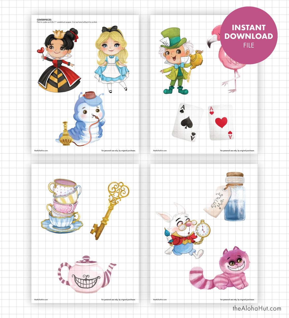 ALICE IN WONDERLAND Kids Birthday Party Centerpieces Decor - Etsy