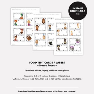SANDERSON SISTERS Party Food Labels Tent Cards Halloween Decorations ...