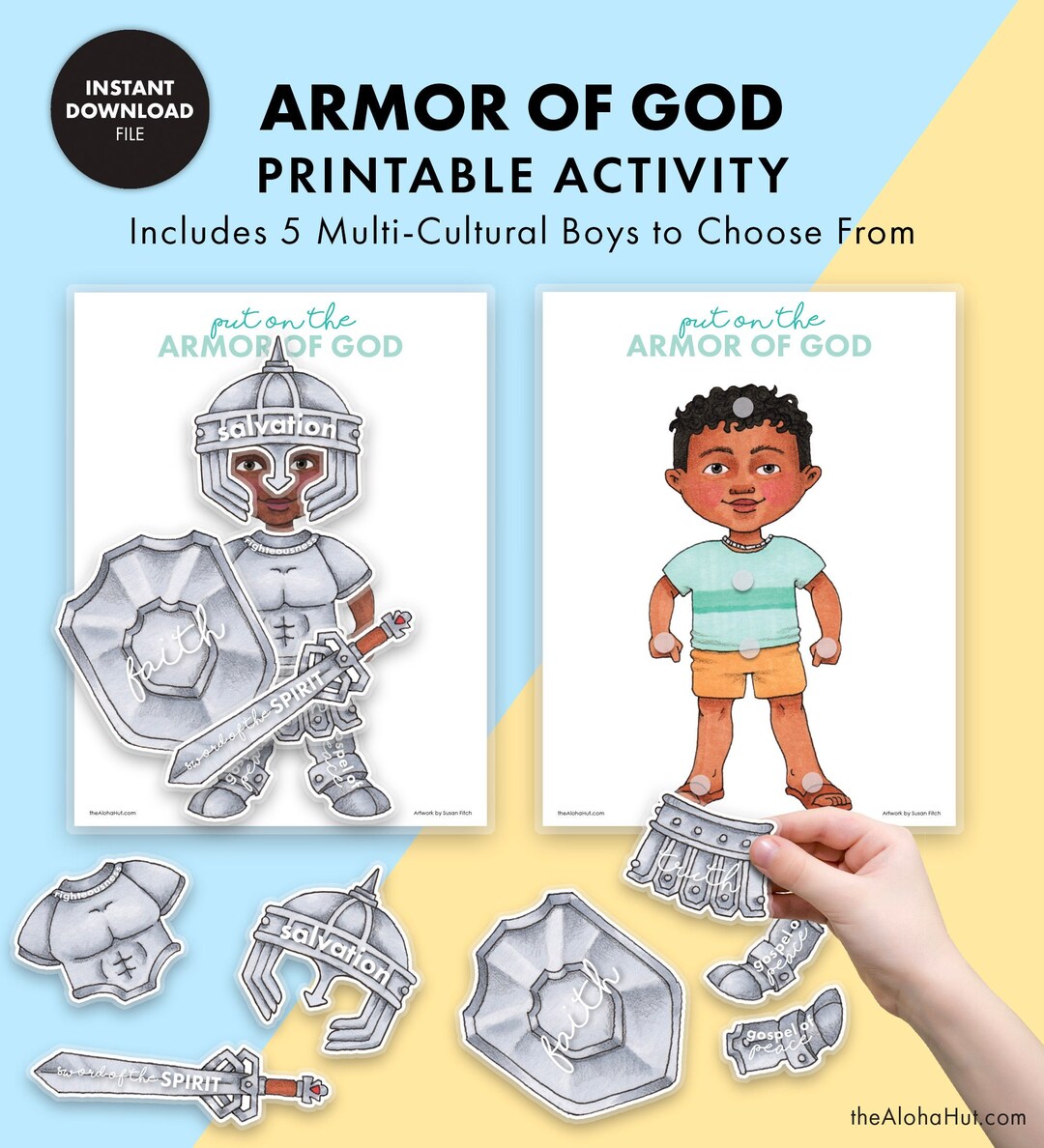 Boy ARMOR OF GOD Printable Activity Pages Religious Christian Kids ...