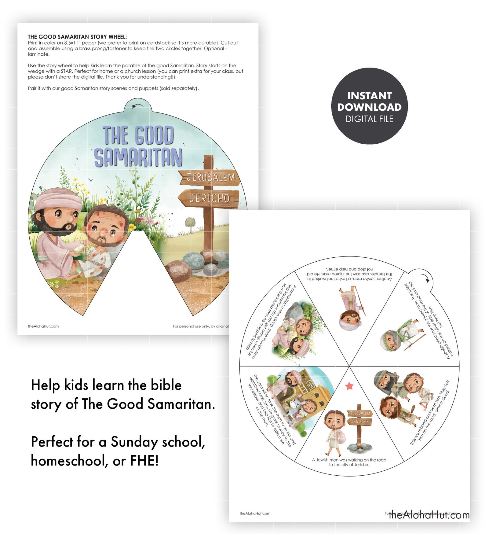 The GOOD SAMARITAN Story Wheel PRINTABLE Lesson Kids Activity Religious ...