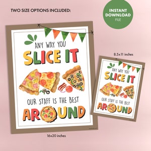 Pizza TEACHER APPRECIATION Poster Party Staff Appreciation Printable ...