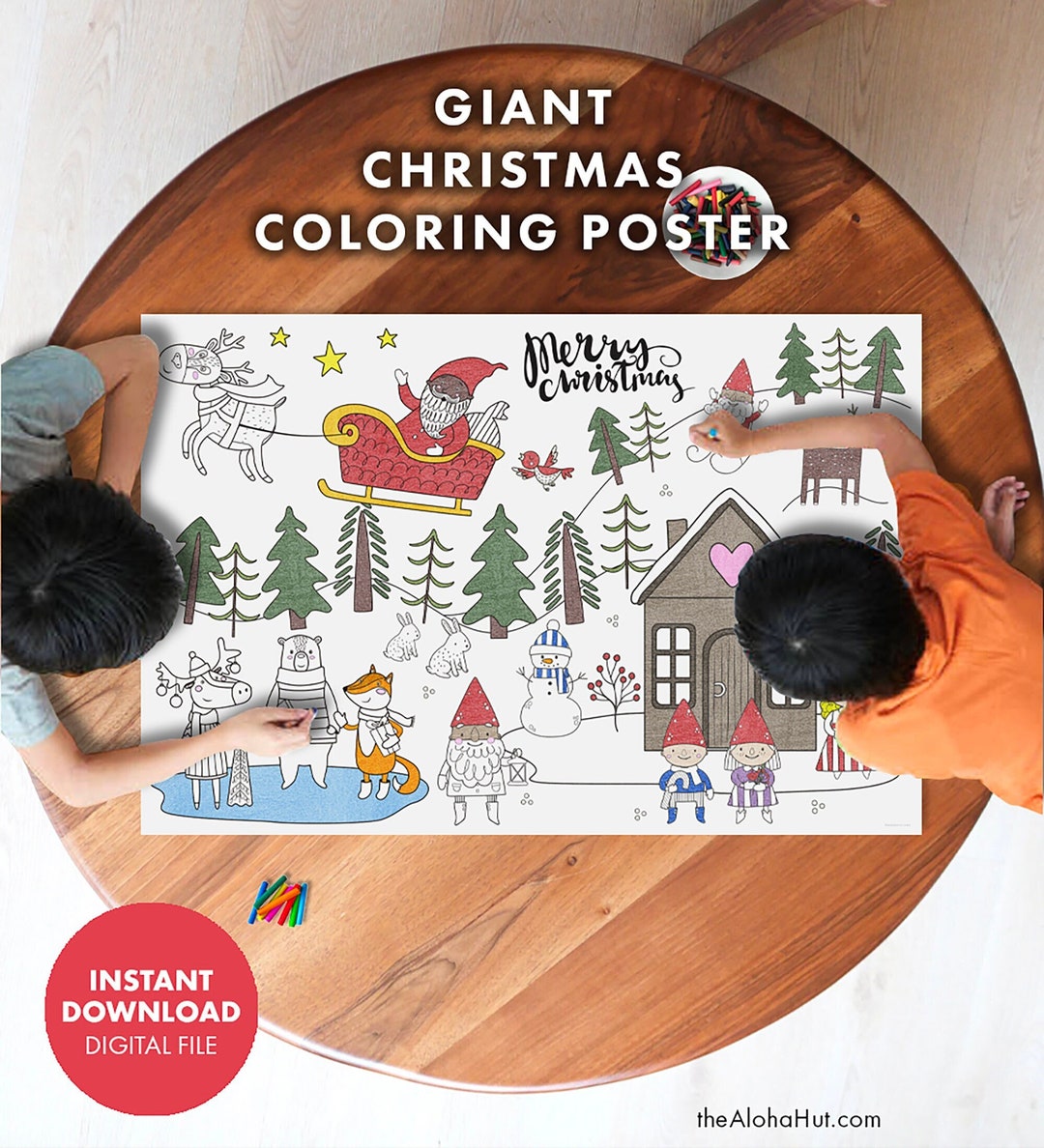 GIANT CHRISTMAS Coloring Poster or Table Cover School Party Preschool ...