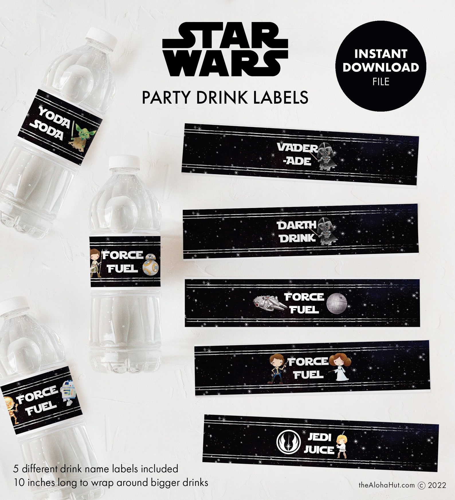 STAR WARS Party Drink Labels Cards Kids Birthday Decorations - Etsy