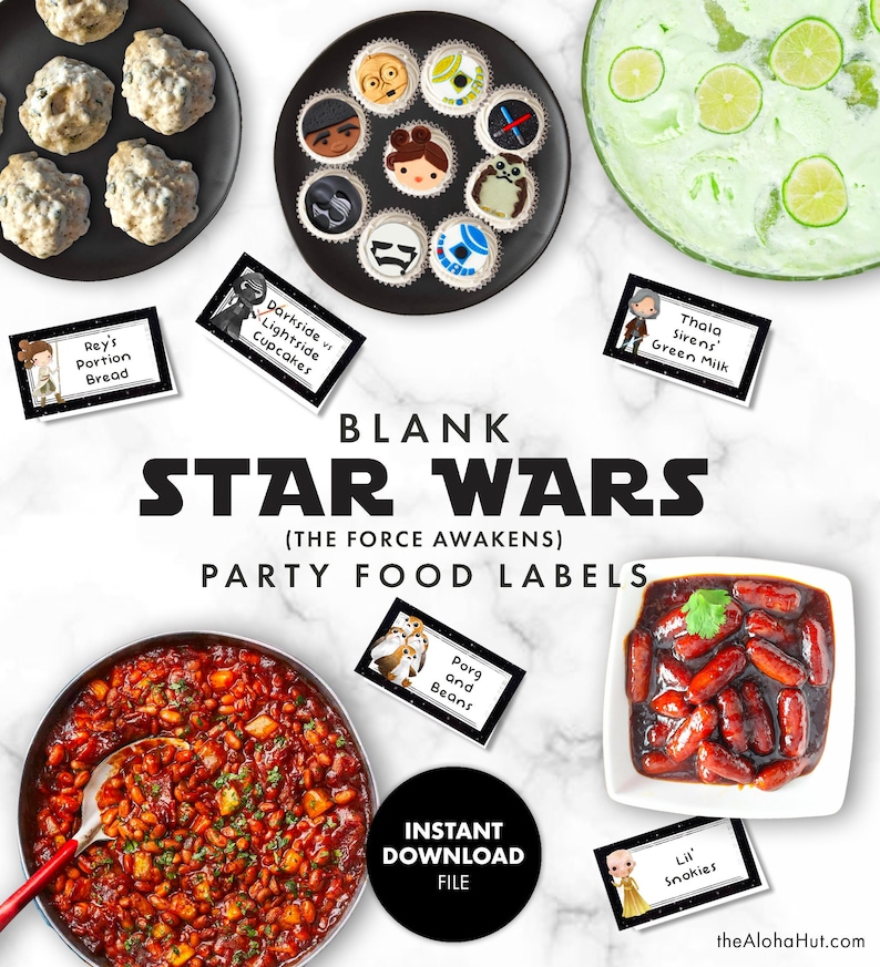STAR WARS Party Food Labels Cards Kids Birthday Decorations - Etsy