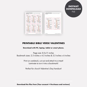 Bible Verse VALENTINE Bookmark PRINTABLE Christian Religious Tag Label ...