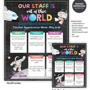 EDITABLE Galaxy TEACHER APPRECIATION Week Thank You Sign Poster Staff ...