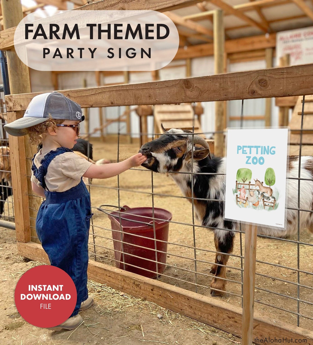 FARM ANIMAL Party Sign Petting Zoo Activity Game Labels Kids Birthday ...