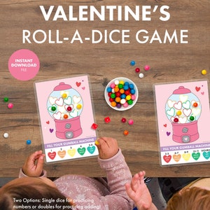 Roll a Dice VALENTINE'S DAY Educational GAME Printable Kids School ...