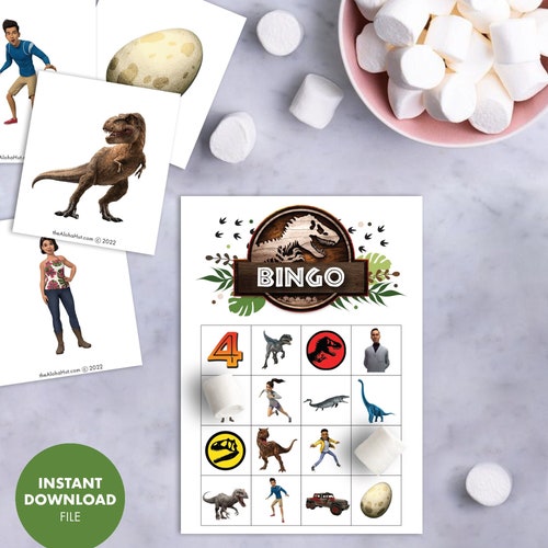 JURASSIC WORLD Dinosaur Kids Birthday Party Bingo Game Instant - Etsy