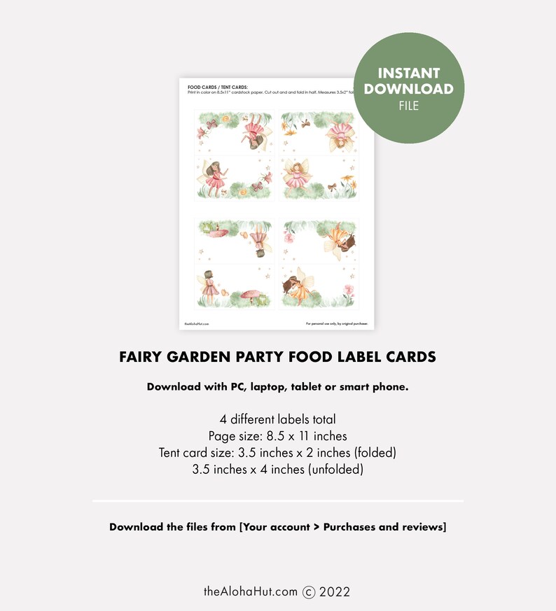 FAIRY Garden Enchanted Forest Party Food Labels Cards Kids - Etsy