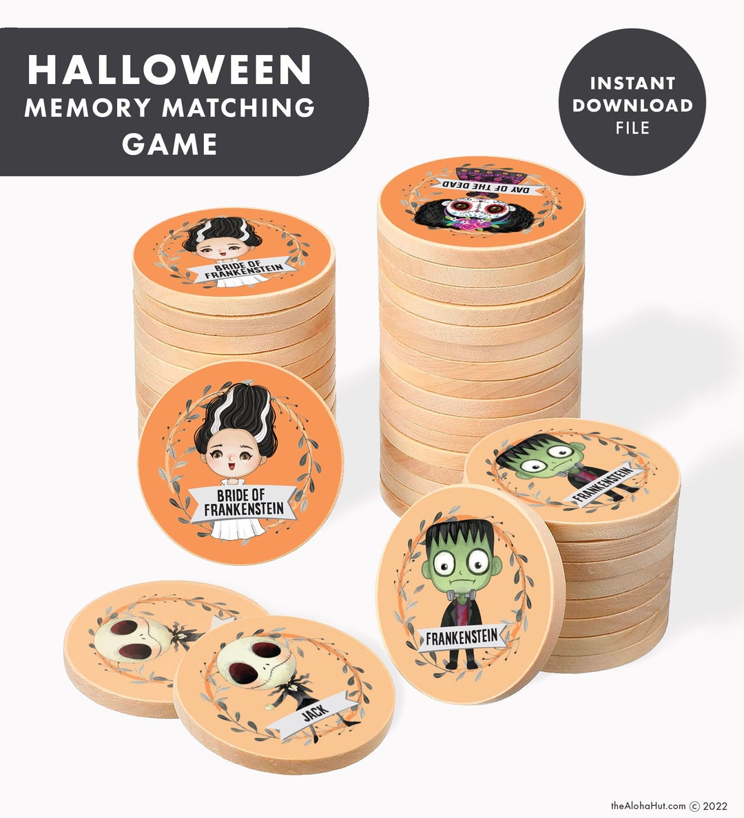 HALLOWEEN Kids Party Game MEMORY MATCH Printable Digital Activity ...