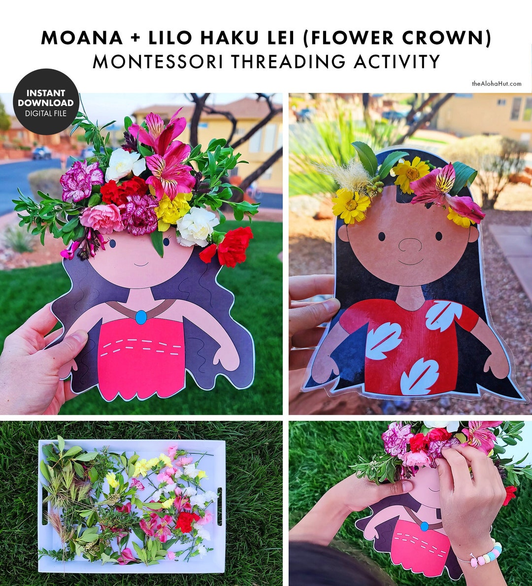 FLOWER THREADING Montessori Activity Printable Kids Toddler Activities ...