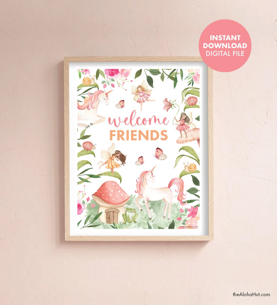 UNICORN & FAIRY Party Welcome Sign Kids Birthday Door Sign Party ...