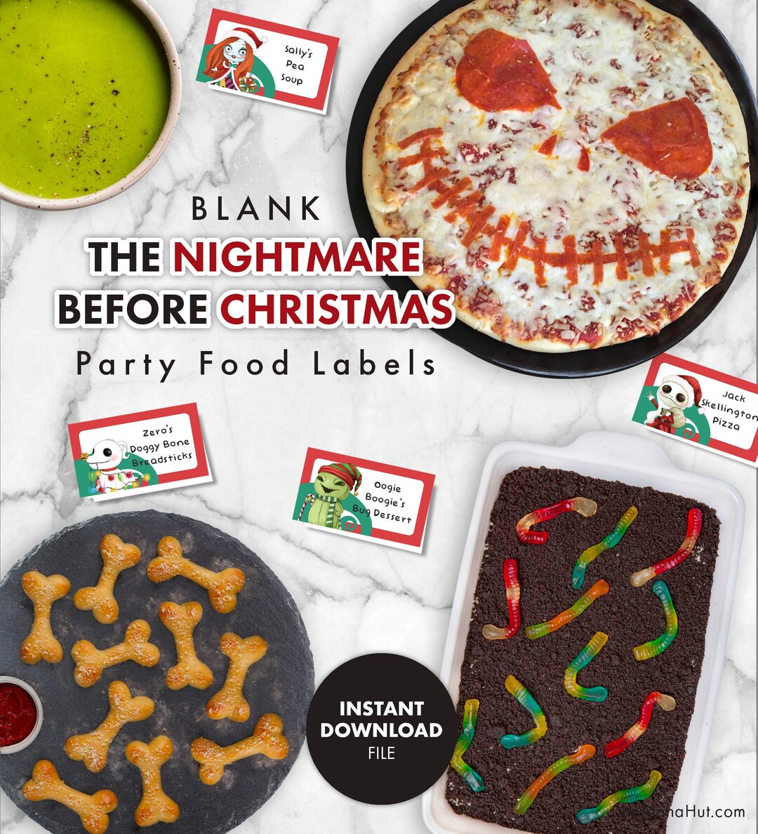 The NIGHTMARE Before CHRISTMAS Party Food Labels Tent Cards Birthday ...