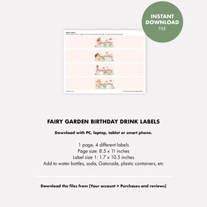 FAIRY GARDEN Enchanted Forest Drink Labels Kids Birthday Party ...