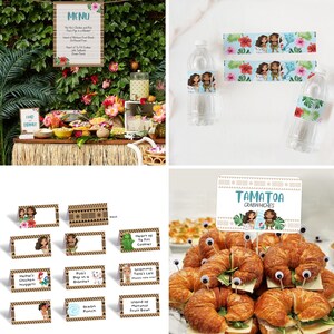 EDITABLE MOANA Party Signs Food Labels Tent Cards Menu Sign Water ...