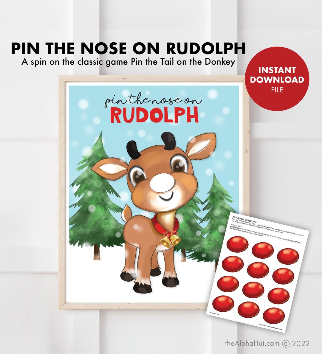 CHRISTMAS Party Game Pin the Tail Games Printable Pin the Nose - Etsy