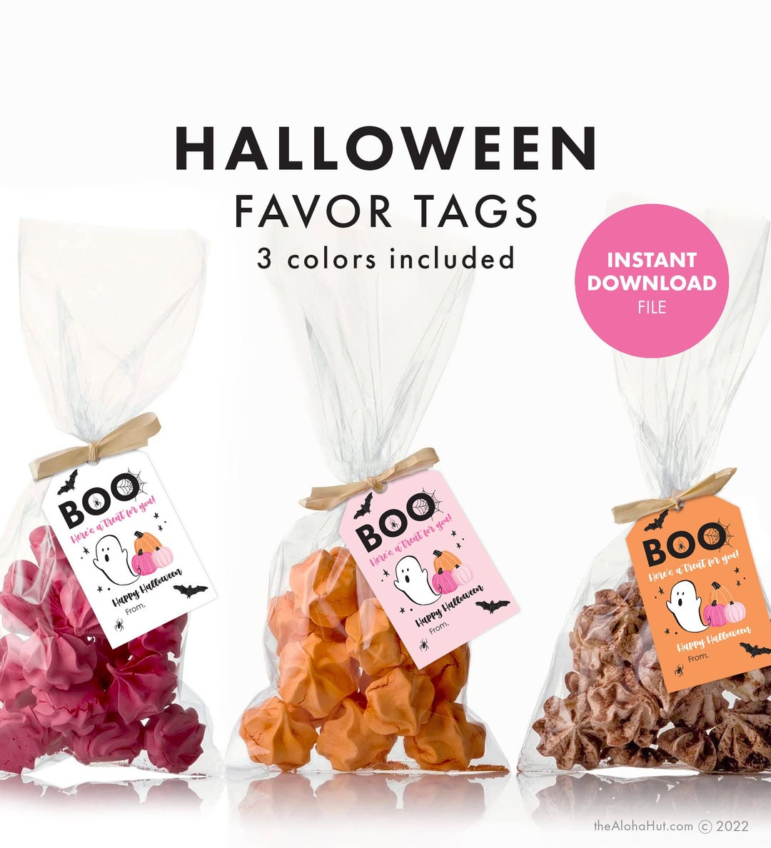 PINK HALLOWEEN Party Favor Tags Kids Boo Gift Tags Decorations Decor ...