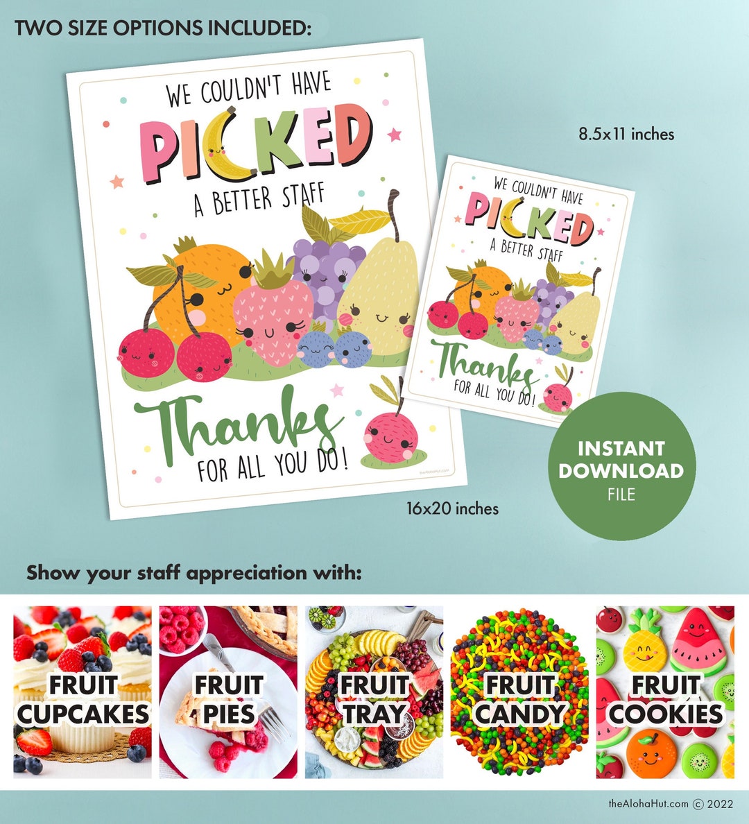 Fruit TEACHER APPRECIATION Idea Sign Poster Thank You Staff Printable ...