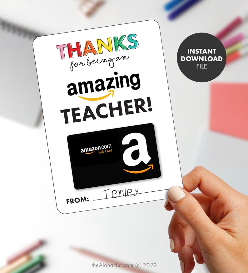 AMAZON TEACHER APPRECIATION Print Tag Gift Card Holder Thank - Etsy