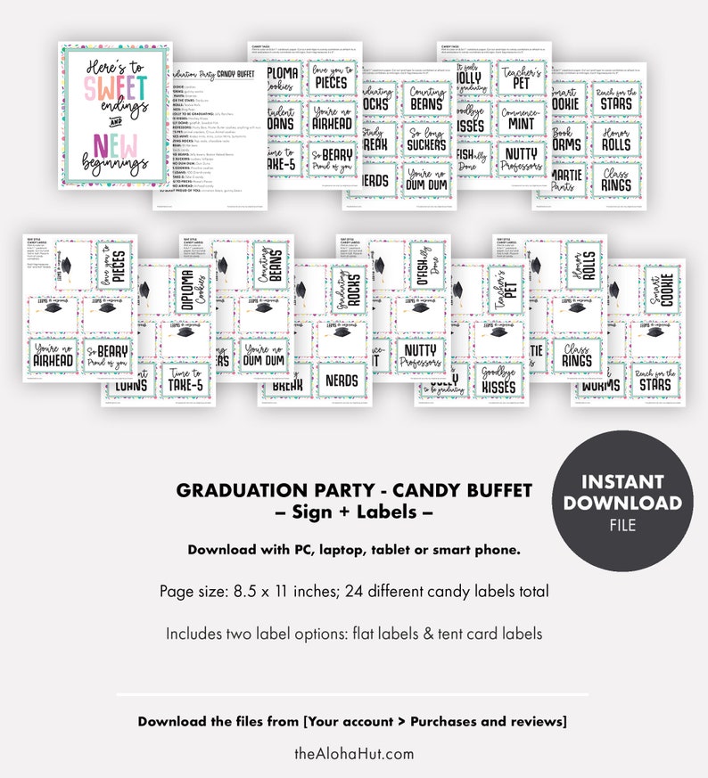 GRADUATION Party Pack CANDY BUFFET Labels Signs Decor - Etsy