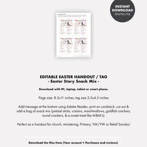 Trail Mix EASTER Story Handout PRINTABLE Religious Christian Church ...