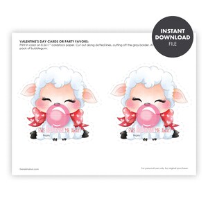 Bubblegum Bubbles Balloon PRINTABLE VALENTINE Valentine's Day Card Kids ...