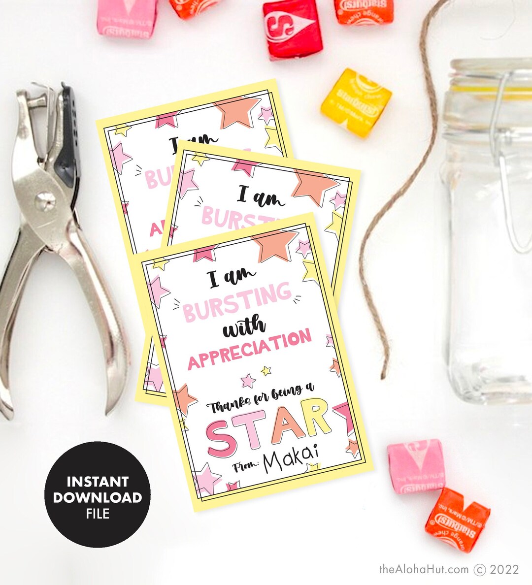 STAR STARBURST Thank You Gift Tag Teacher Appreciation Week Staff ...