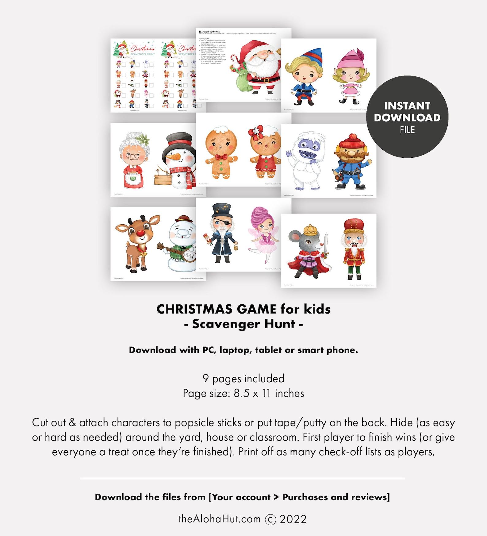 CHRISTMAS SCAVENGER HUNT Game Kids Party Games Printable - Etsy