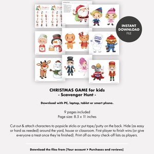 CHRISTMAS SCAVENGER HUNT Game Kids Party Games Printable Digital Santa ...