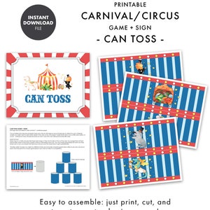 CARNIVAL CIRCUS Can Toss Game Sign Kids Birthday Party Printable ...
