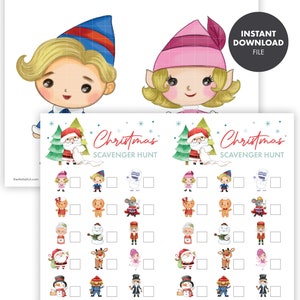CHRISTMAS SCAVENGER HUNT Game Kids Party Games Printable Digital Santa ...
