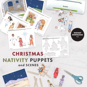 CHRISTMAS NATIVITY Puppets & Scenes Kids Activity Bible Church ...